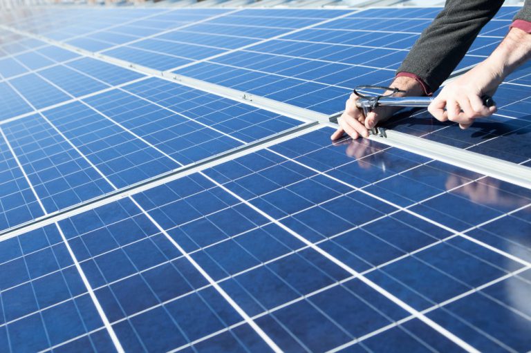 Solar Panel Installing with Torque Wrench - Opengy